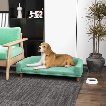 PawHut Raised Dog Couch with Cushion for Large-Sized Dogs, Dark Blue ...