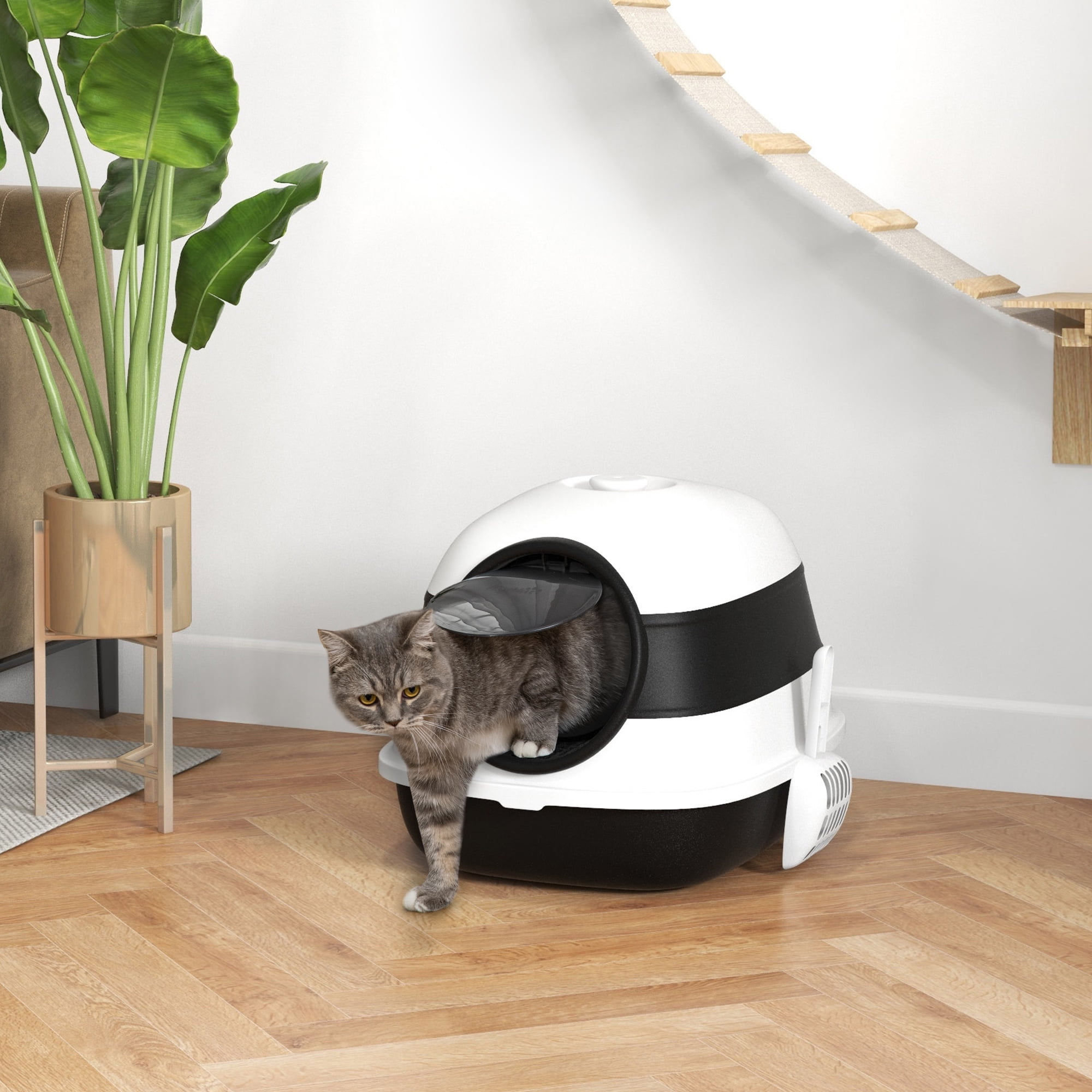 PawHut Dome Covered Cat Litter Box, Enclosure Door, Top Opening ...