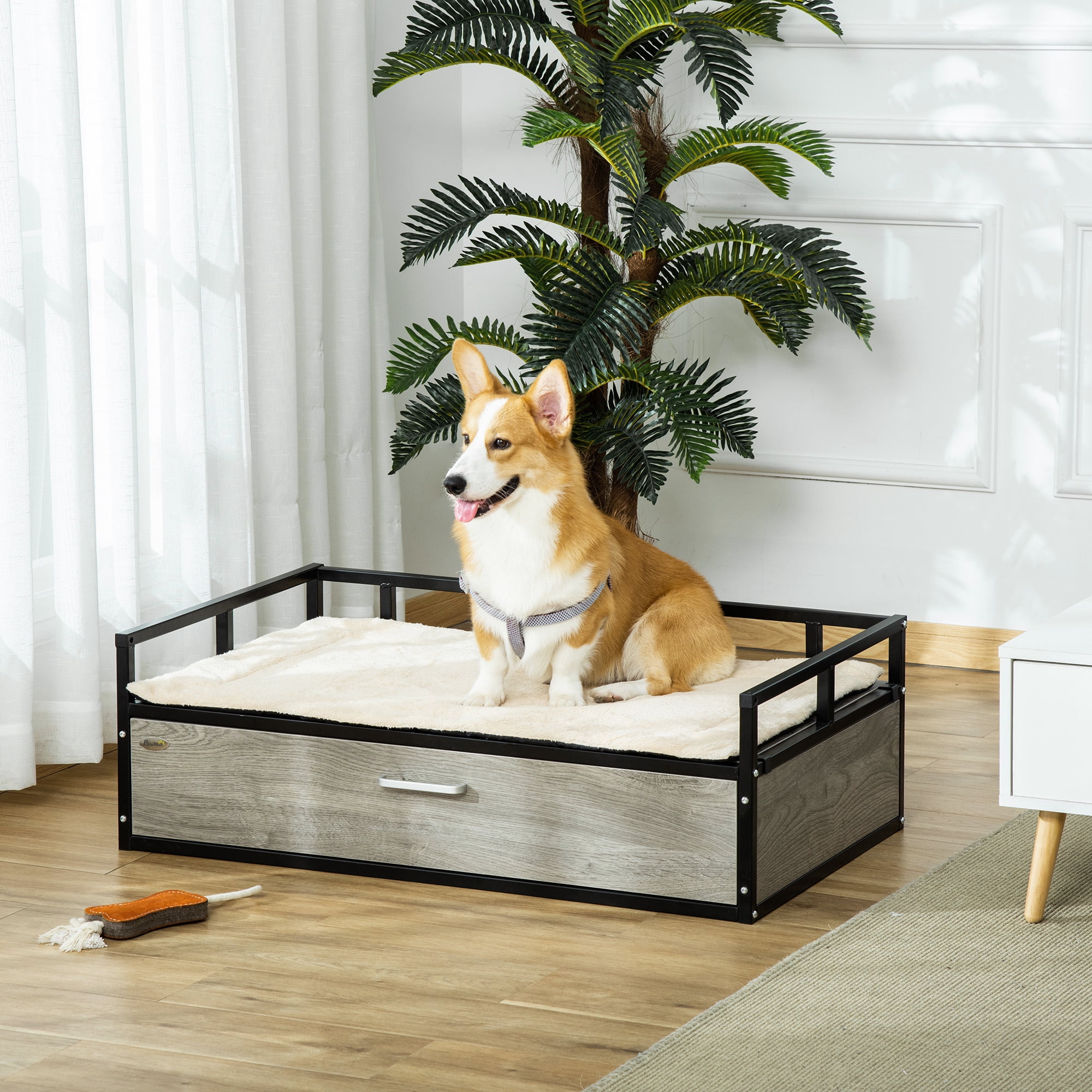 PawHut Elevated Dog Bed, Furniture Style Pet Sofa Couch, Soft Modern ...