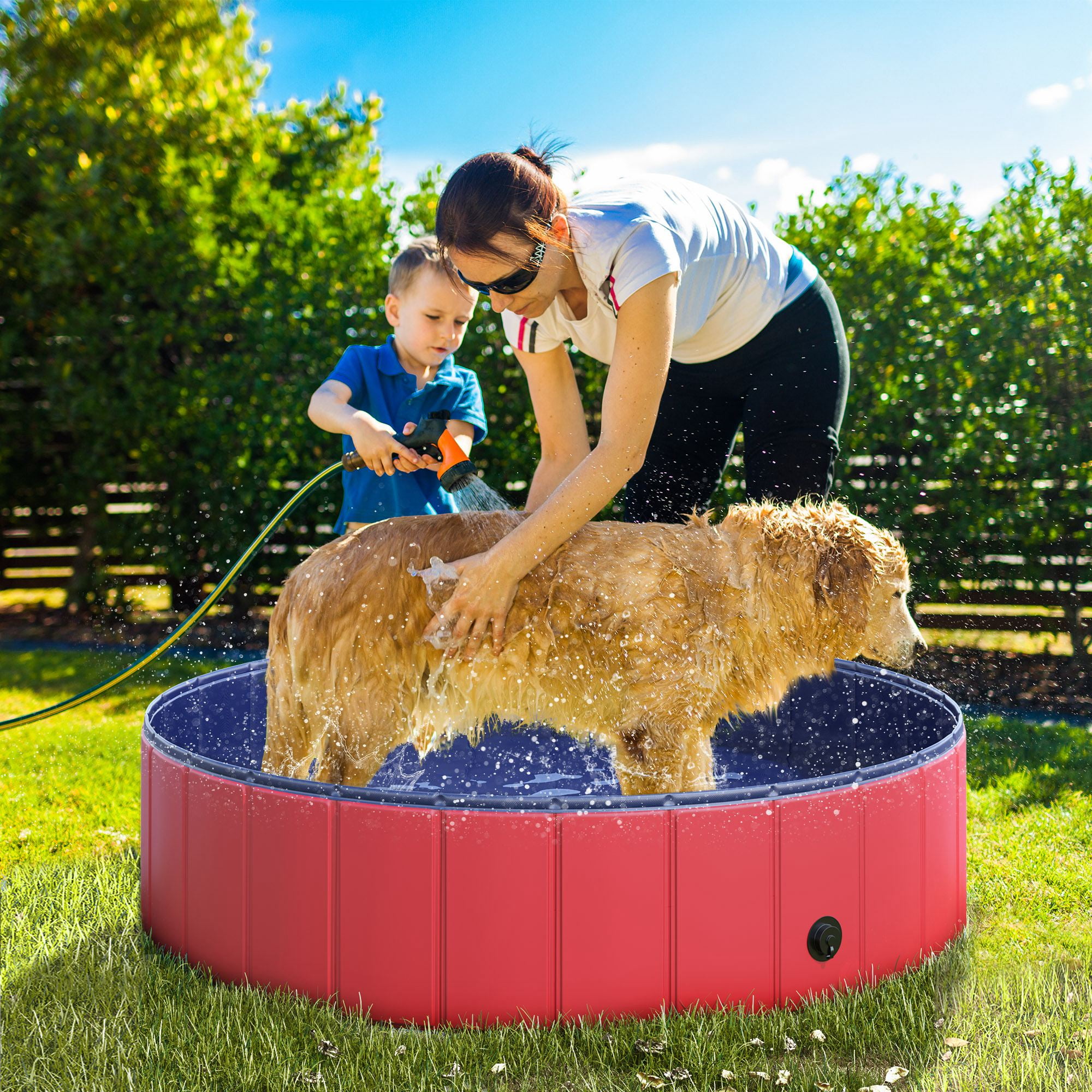 PawHut Pet Swimming Pool Dog Bathing Tub 12" x 47" All-Purpose ...
