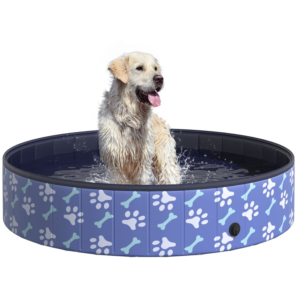 PawHut Foldable Pet Swimming Pool, Portable Dog Bathing Tub, 12" x 55 ...