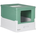 PawHut Fully Enclosed Cat Litter Box with Scoop, Hooded Cat Litter ...