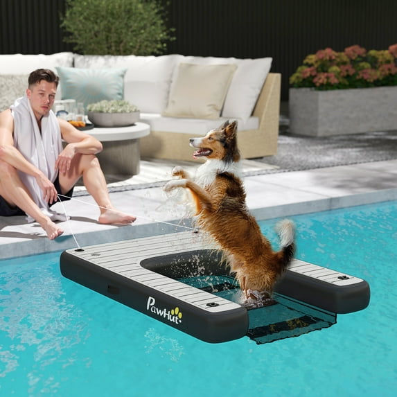 PawHut Inflatable Dog Boat Ramp, Floating Water Ramp for Dogs Up to 286 ...