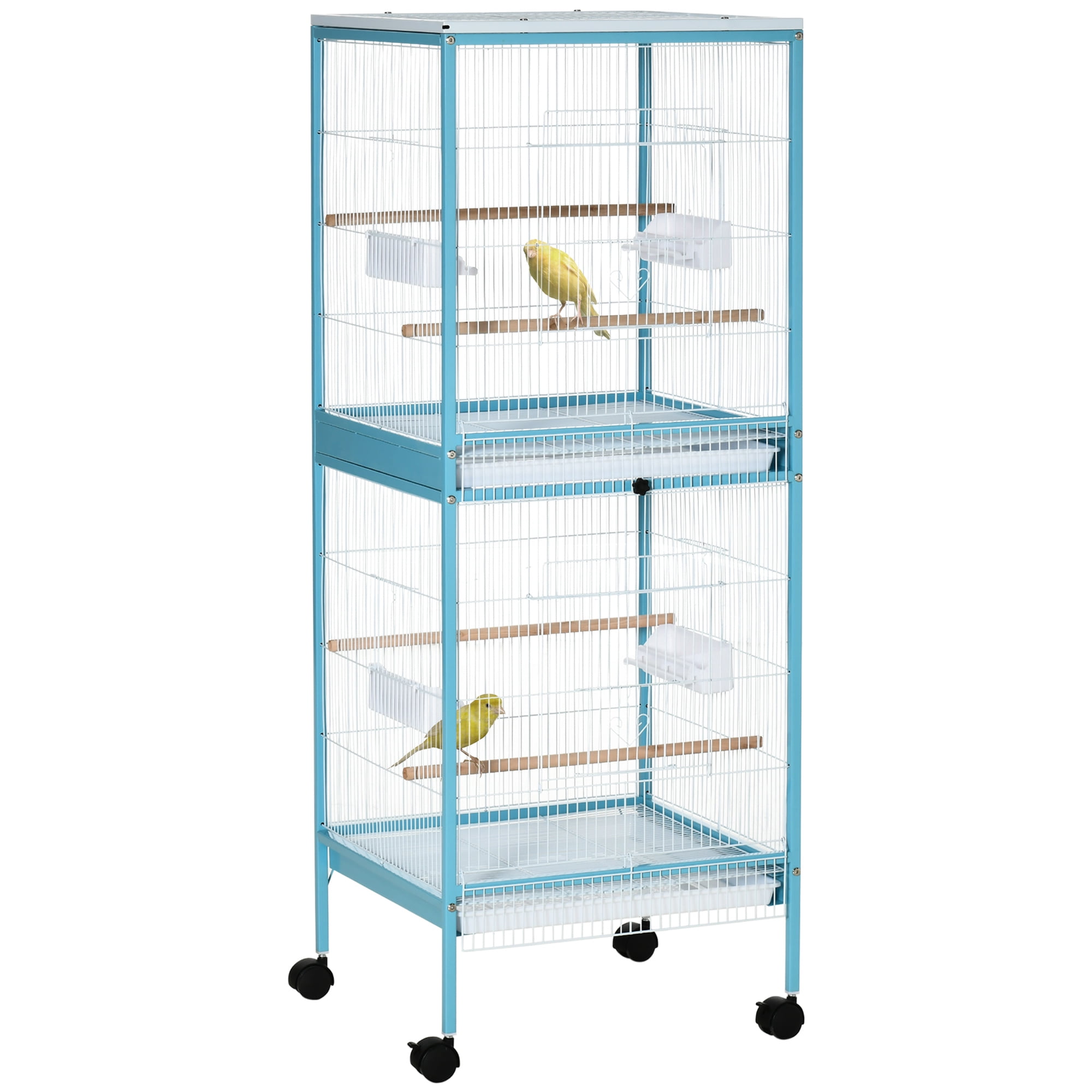 PawHut Large Bird Cage with 1.7 ft. Width for Wingspan, Light Blue ...