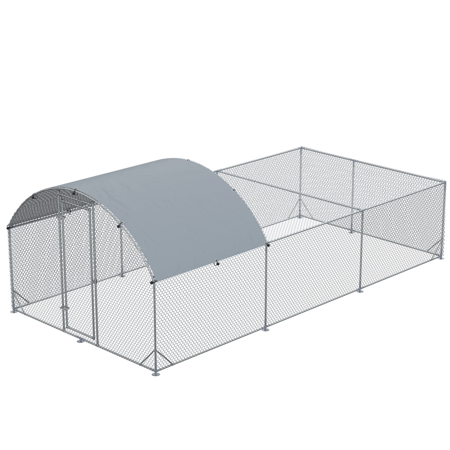 PawHut Large Chicken Coop Metal Chicken Run for Chickens with ...
