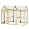 PawHut Large Wooden Chicken Coop with Run, 4.6 x 2.8 Natural Wood ...