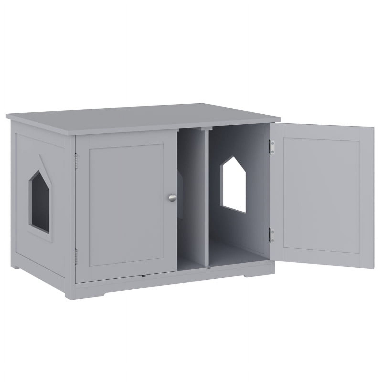 PawHut Modern Cat Litter Box Enclosure with Adjustable Partition for ...