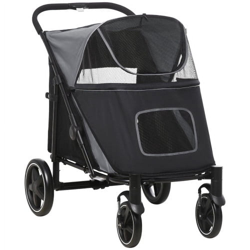 PawHut One-Click Foldable Doggy Stroller for Medium Large Dogs, Pet ...