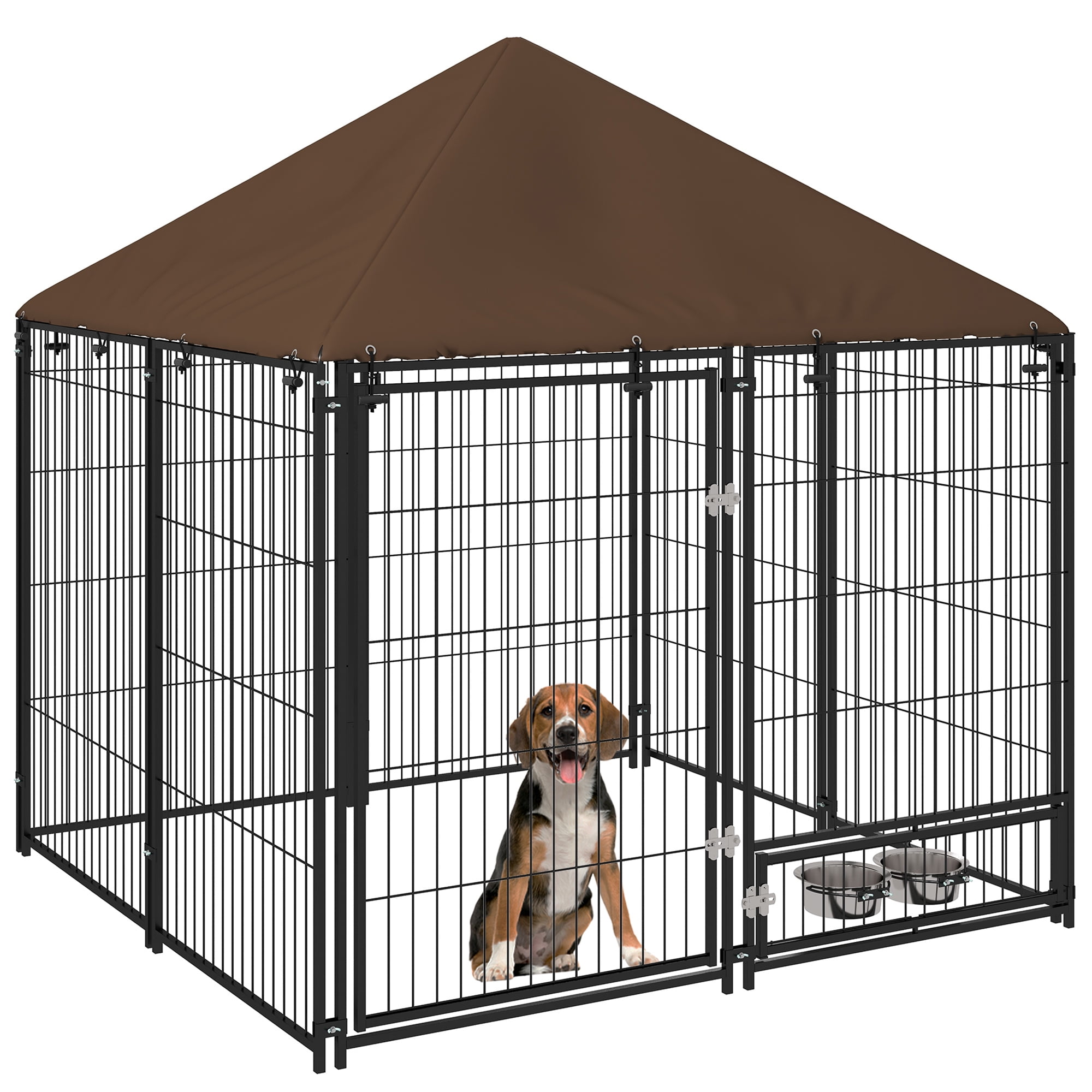 PawHut Outside Dog Kennel, 4.6' x 4.6' x 5' Puppy Play Pen with Canopy ...