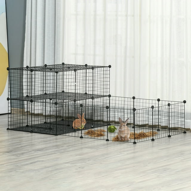 PawHut Small Animal Playpen Enclosure Fence, 47 Panels Cage for Rabbit ...