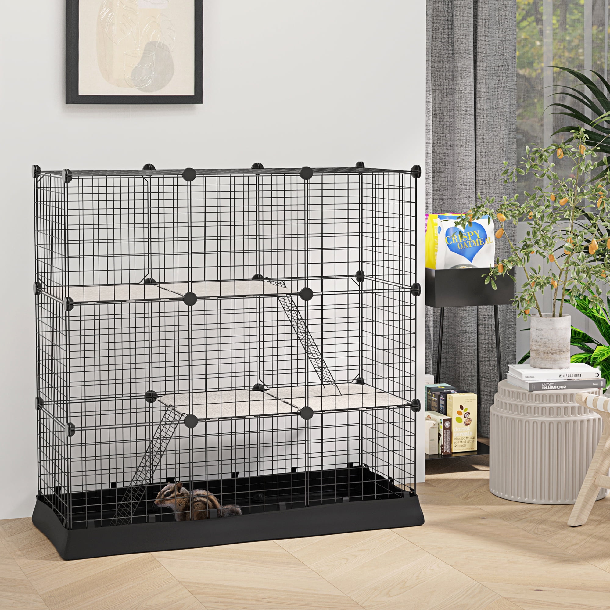 PawHut Bunny Enclosure Panels, Playpen for Rabbit, Ferret, Chinchilla ...
