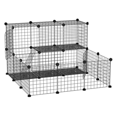 Stackable Rabbit Cage with Feeder Water Bottle Guinea Pig Ferret Bunny ...