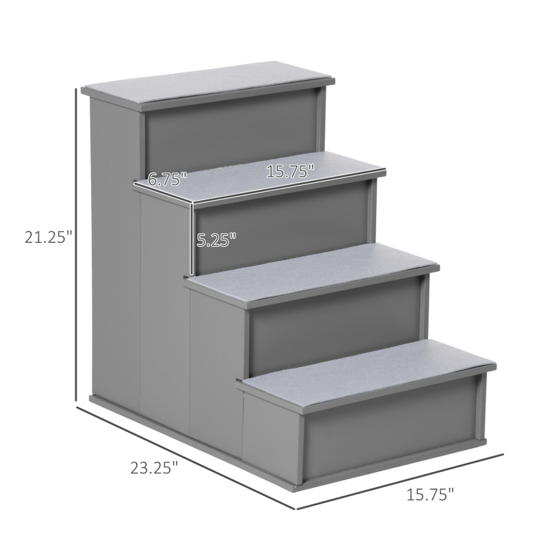 PawHut Pet Stairs, Small Pet Steps with Cushioned Removable Covering ...