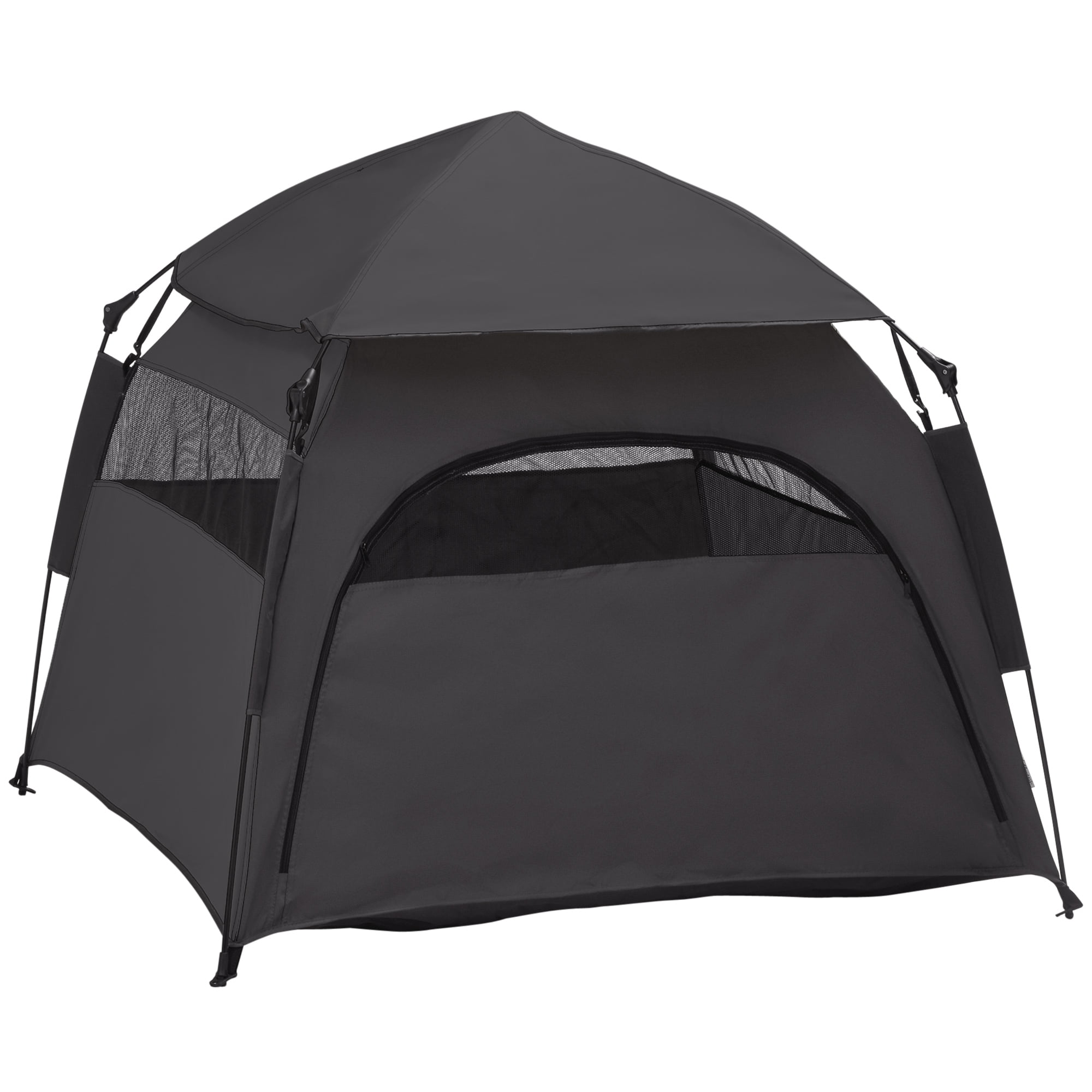 PawHut Pop Up Dog Tent for Large Dogs with Carry Bag, Dark Gray ...