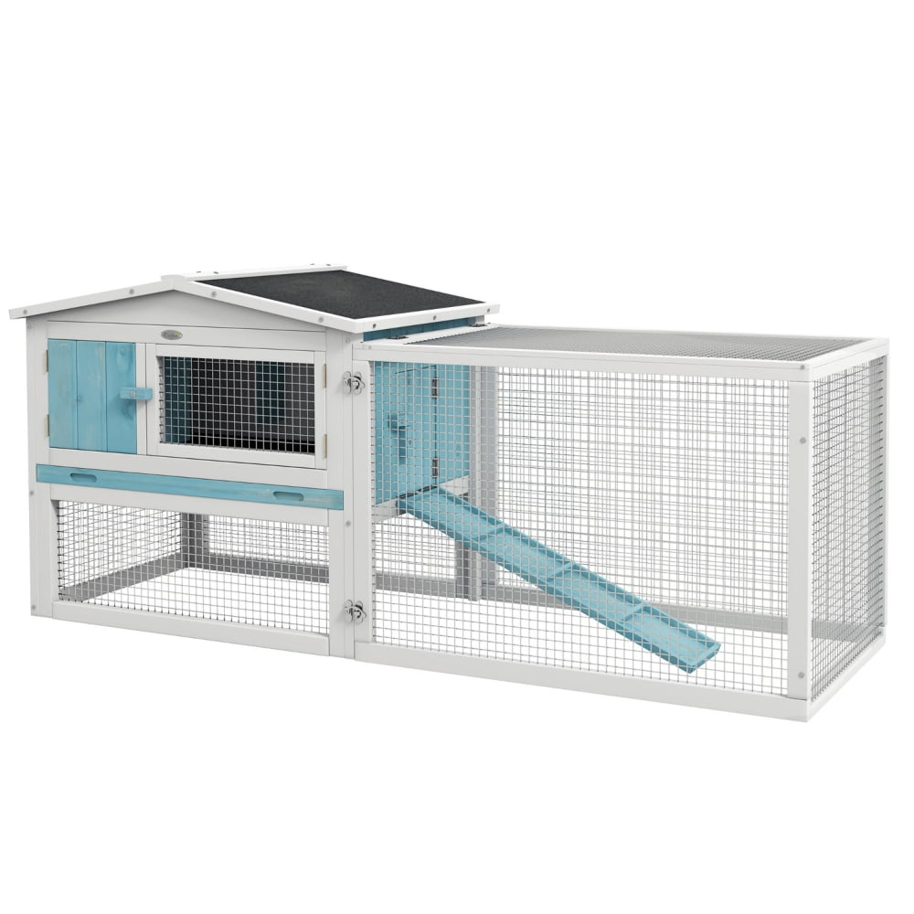 PawHut Rabbit Hutch Indoor Outdoor Spacious Stylish Shelter for Rabbits ...