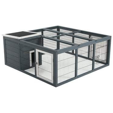 MoNiBloom 47.5" Wooden Rabbit Hutch, Guinea Pig House w/4 Wheels ...