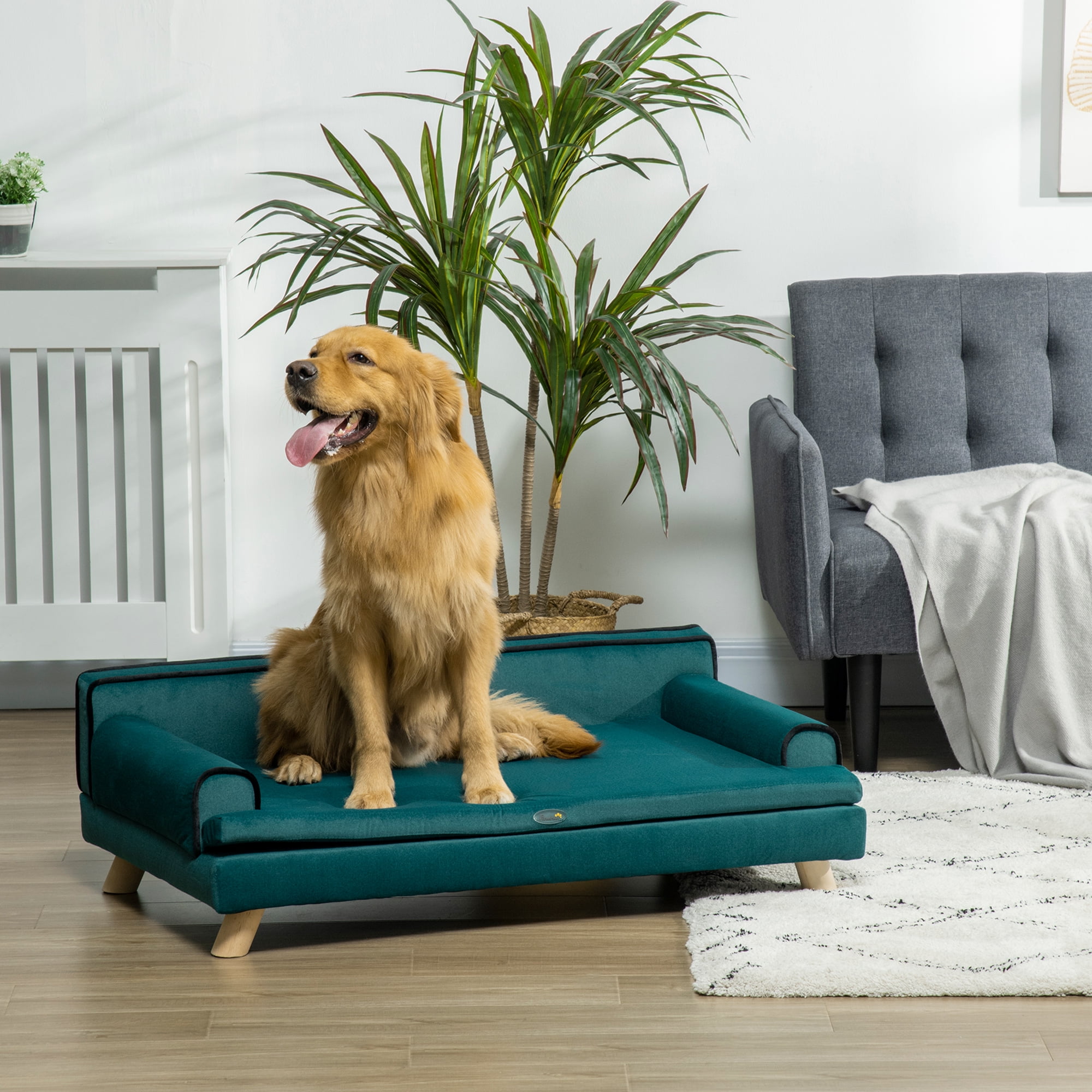 PawHut Soft Foam Large Dog Couch for a Fancy Dog Bed, Dog Sofa Bed ...