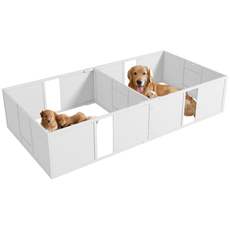 PawHut Whelping Box for Dogs and Puppies, Dog Whelping Box with ...