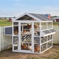 PawHut Wooden Chicken Coop, Outdoor Hen House with 2 Feeders, 2 Nesting ...