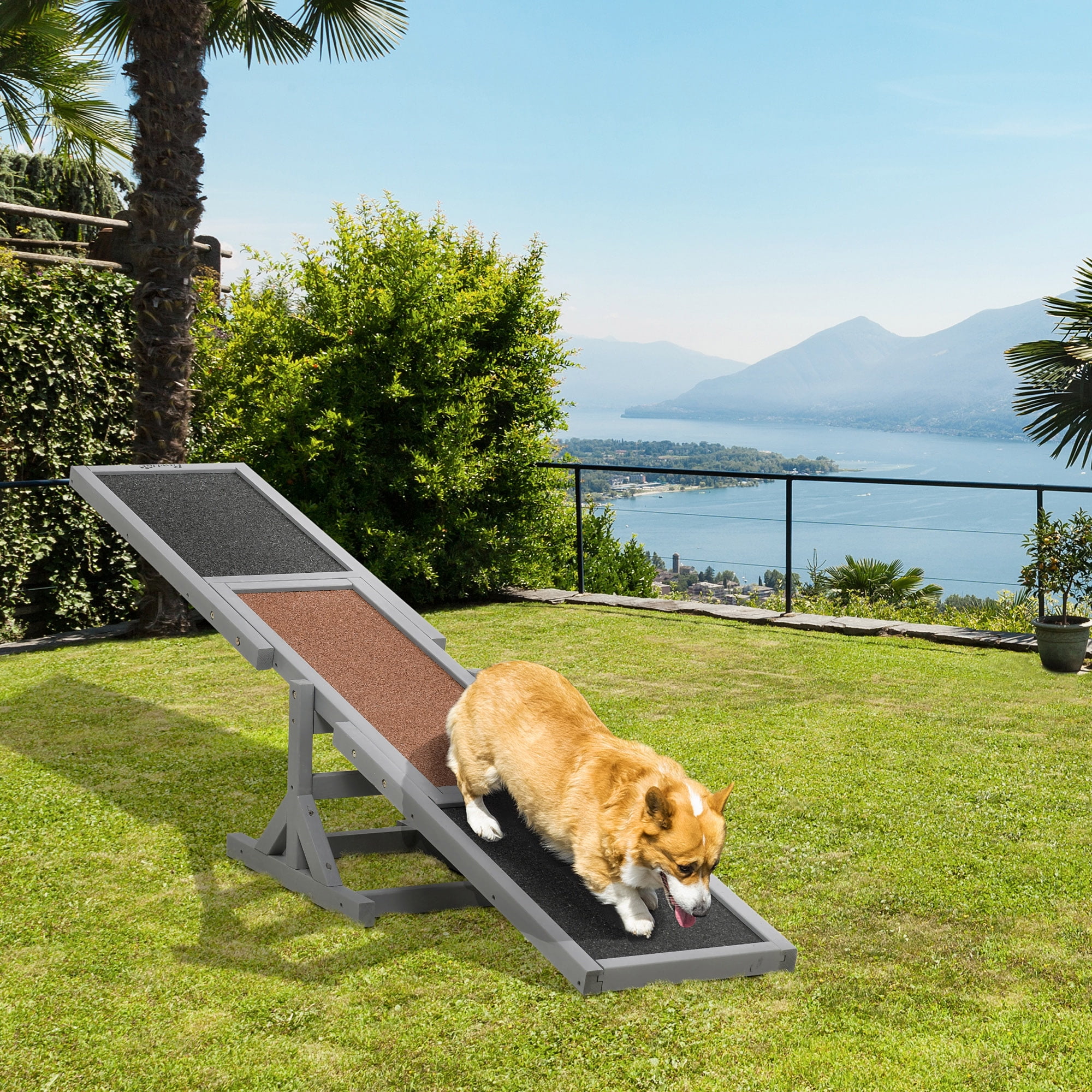 PawHut Wooden Dog Agility Seesaw, Anti-Slip Surface, Training and ...