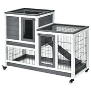 Pawhut Rolling Metal Rabbit & Small Animal Hutch Cage - Walmart.com
