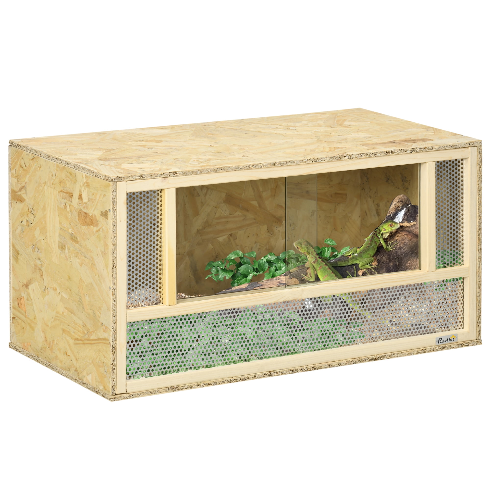 PawHut Wooden Reptile Terrarium for Chameleon, Lizard, Snake, Frog ...
