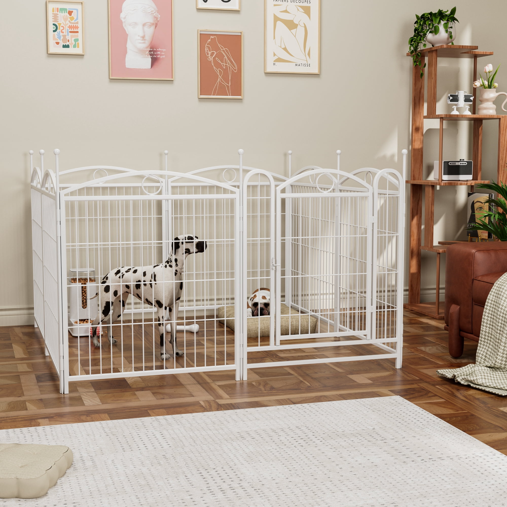 PawNest-Dog Playpen Indoor 32 inch 8 Panels Metal Dog Pen Pet Dog Fence ...