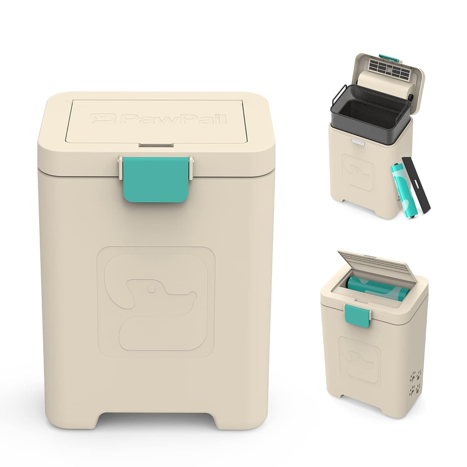PawPail Pet Waste Station, Heavy Duty Outdoor Dog Poop Trash Can with ...