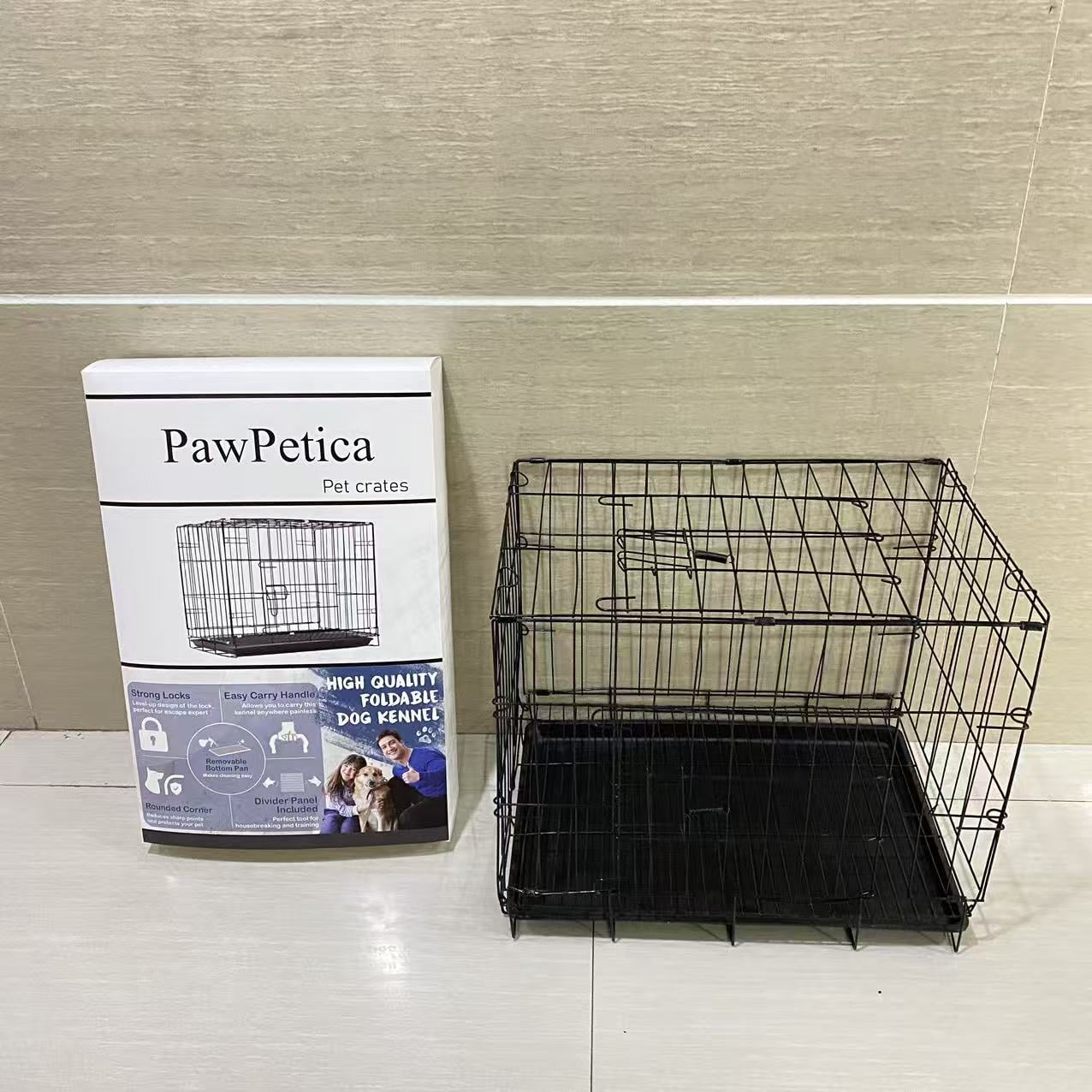PawPetica Pet crates,Durable, Foldable Metal Wire Dog Crate with Tray ...