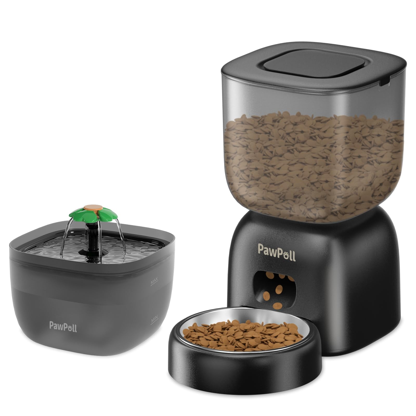 PawPoll Automatic Cat Feeder DPF11 and Water Dispenser - Timed Pet Dry ...