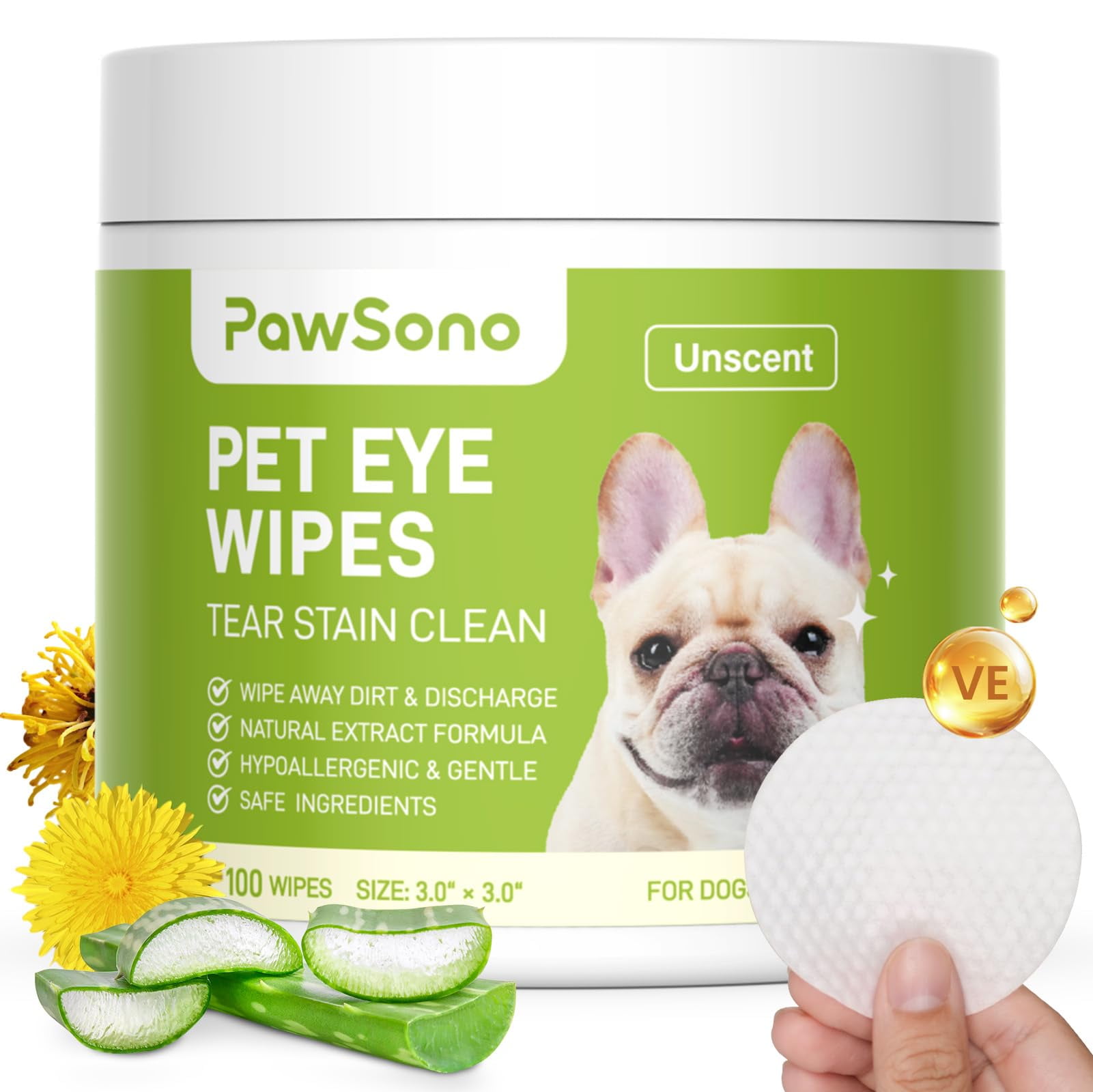 PawSono Wipes for Dogs & FST1 Cats, Hypoallergenic Dog Wipes Cleaner ...