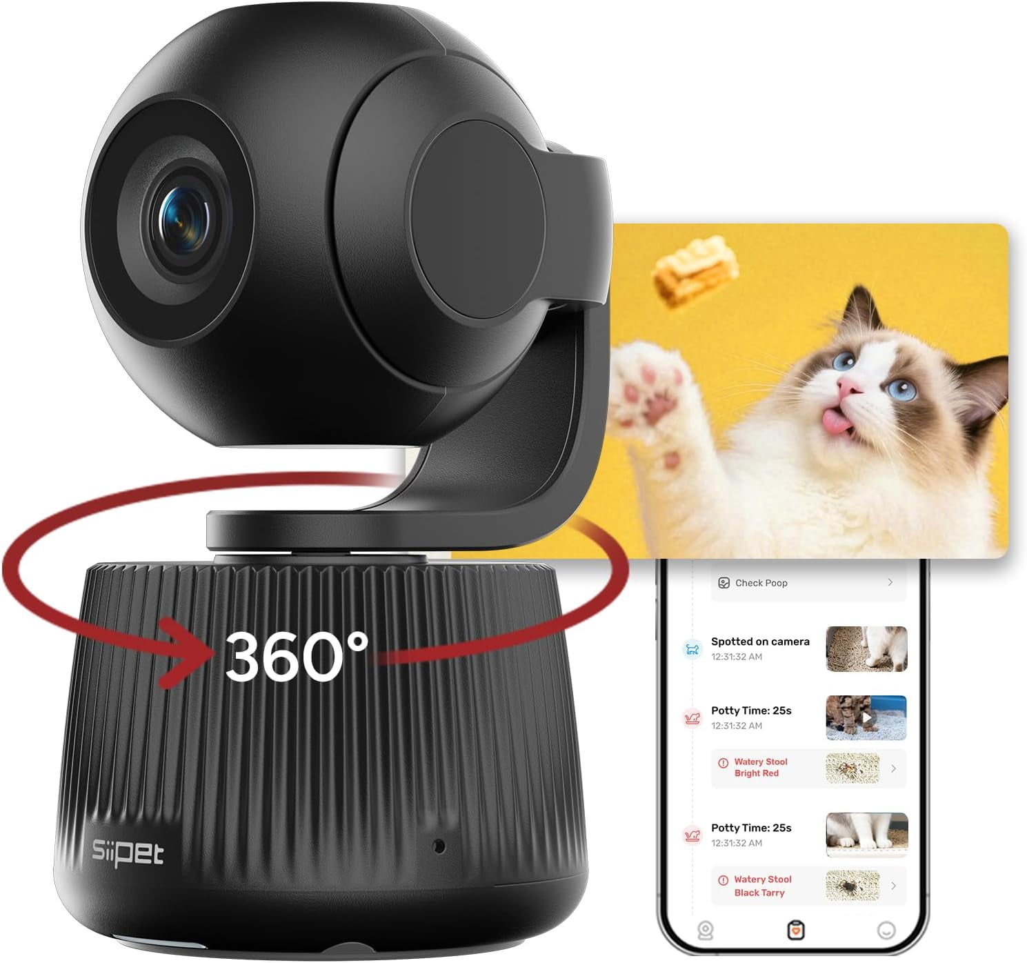 PawTrack 4K Pet Camera with Auto Tracking, 360° Pan/270° Tilt, Behavior ...