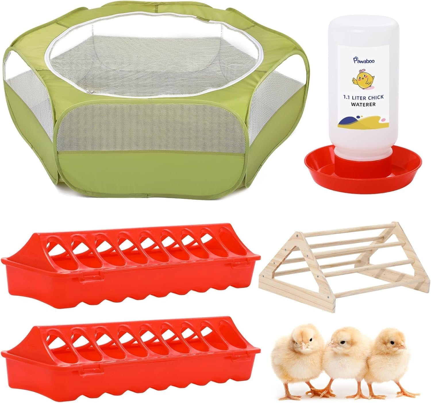 Pawaboo 5-in-1 Chicken Brooder Box for Chick Starter Kit, Includes Pet ...