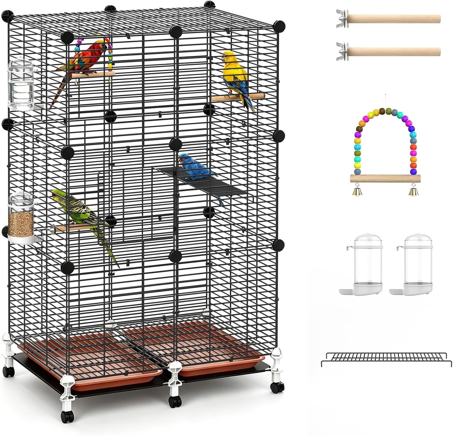 Pawaboo Bird Cage, 24.2''L x 16''W x 41''H Flight Cage with Slide-Out ...