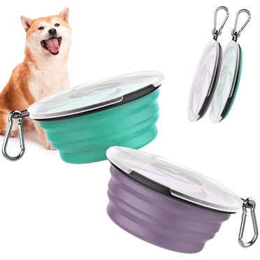 Pet Folding Bowl Pink, Silicone Dog Bowl, Anti-Tipping Outdoor Cat and ...