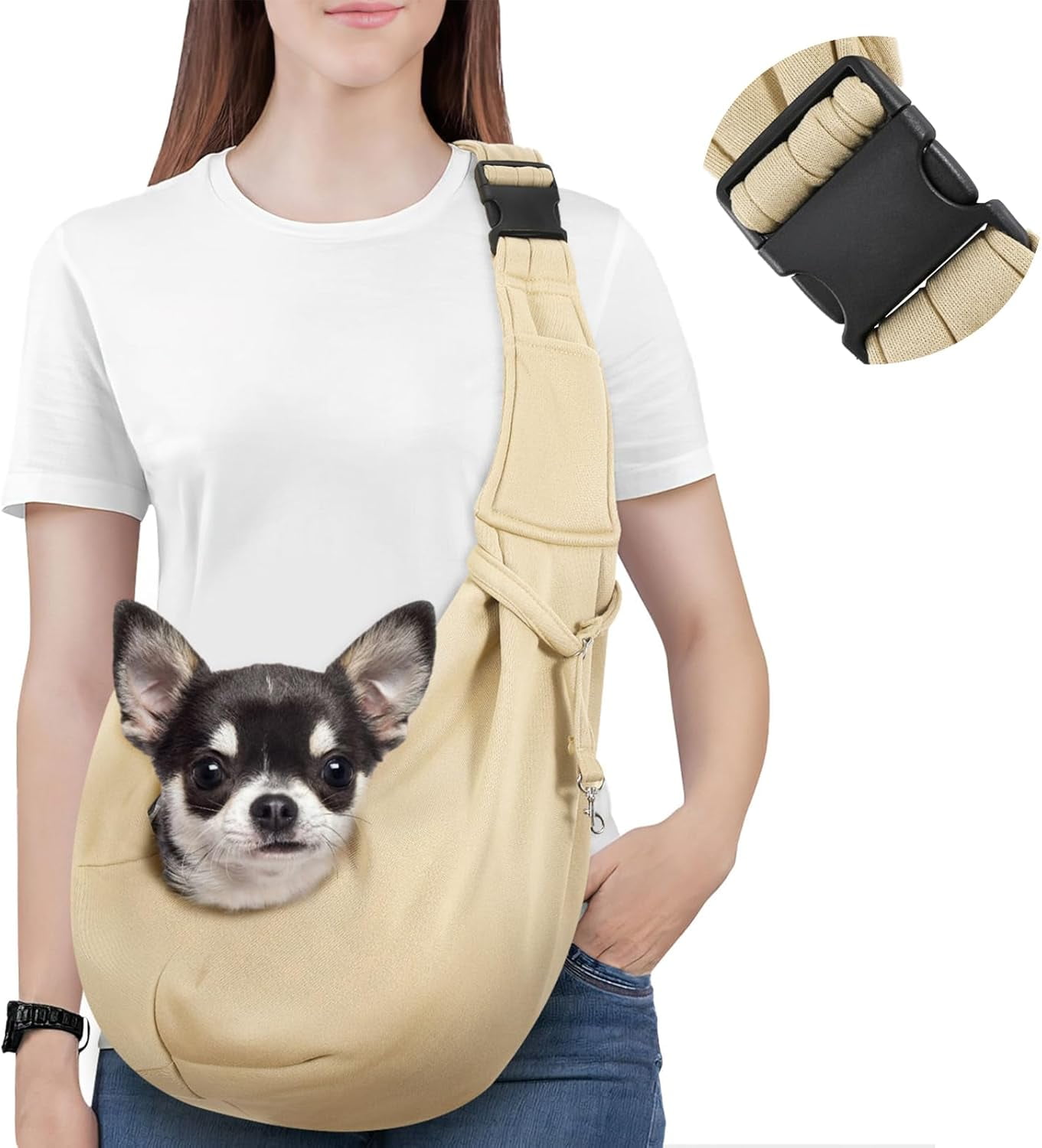 Pawaboo Dog Sling Carrier for Small Dogs, Reversible Hand Free Dog ...
