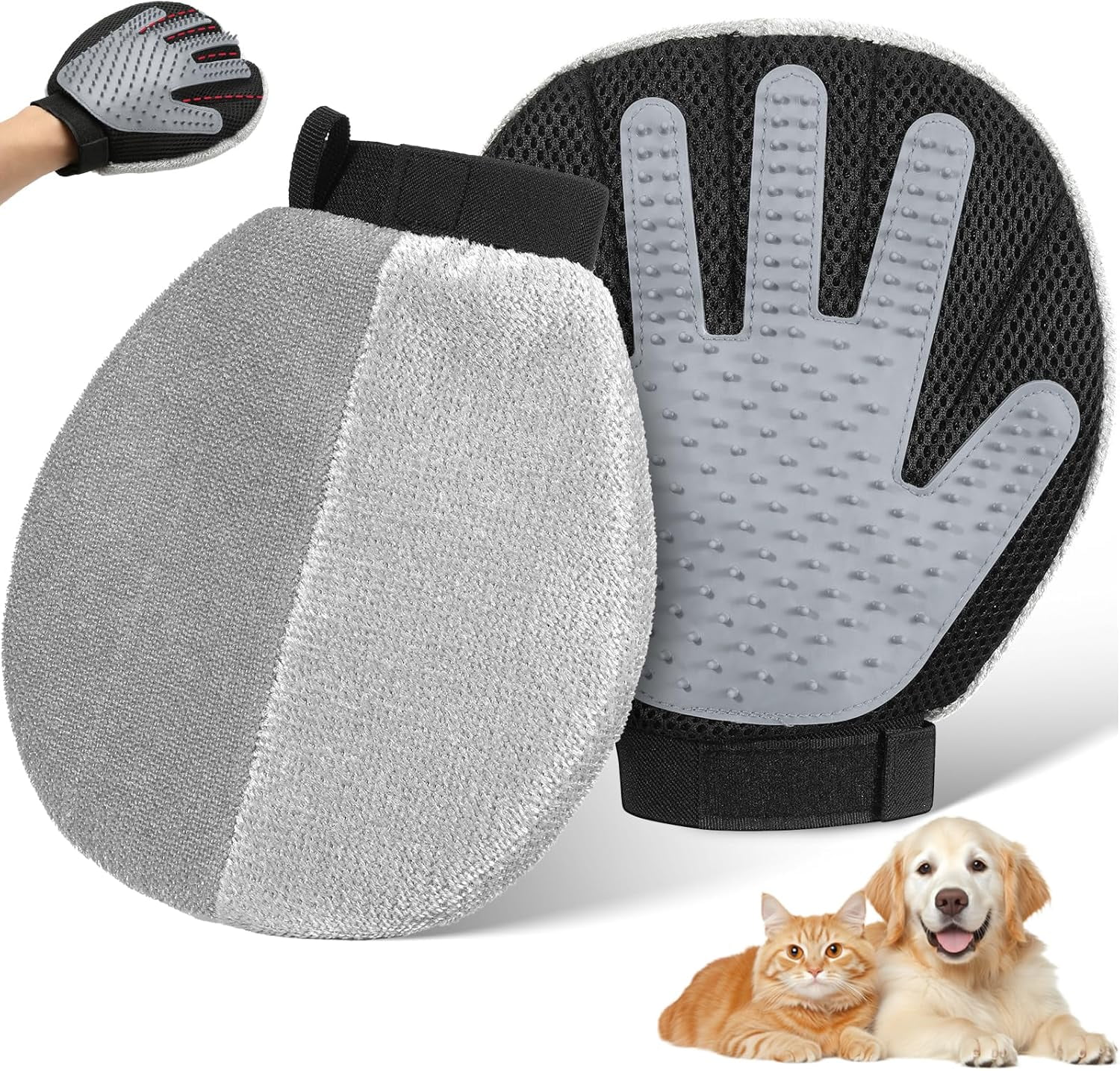 Pawaboo Pet Hair Removal Glove, Dual-Side Electrostatic Hair Removal ...