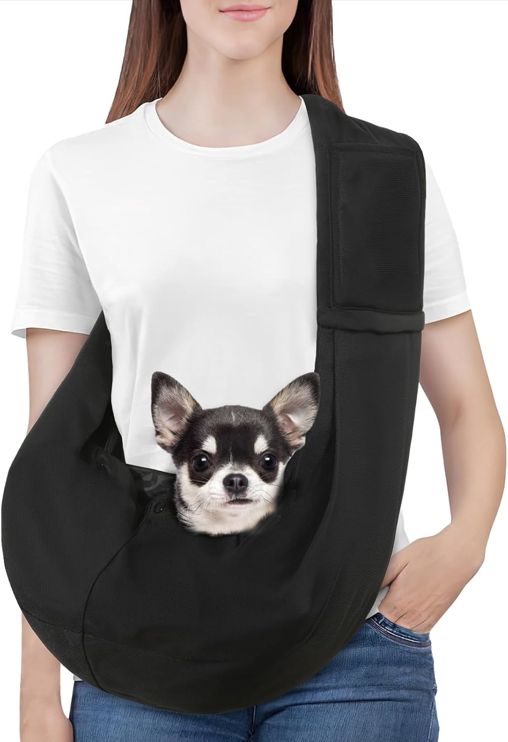 Pawaboo Small Dog Sling Carrier, Reversible Hands Free Dog Sling ...