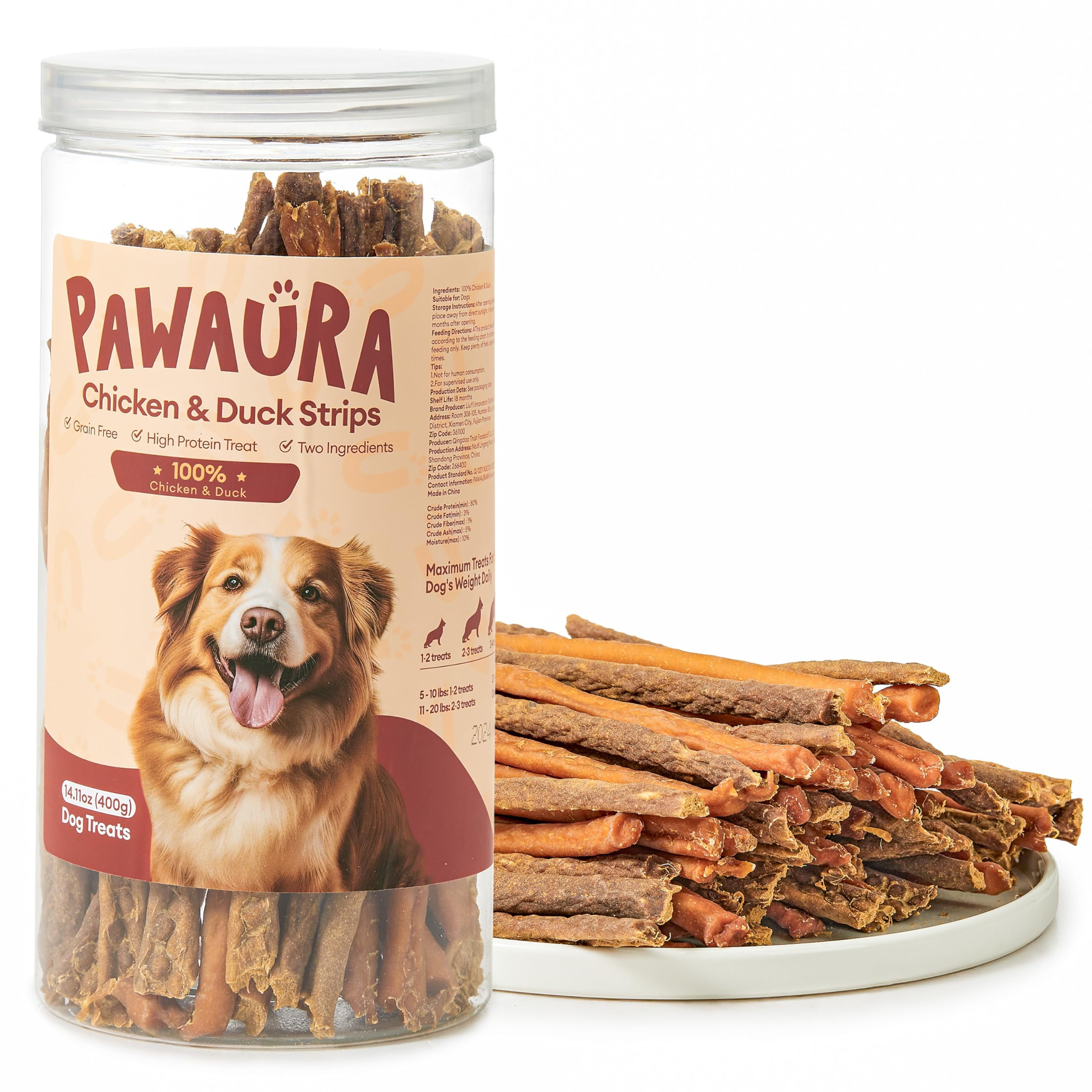 Pawaura Chicken Mixed Duck XEF1 Strips for Dogs, Single Ingredient ...