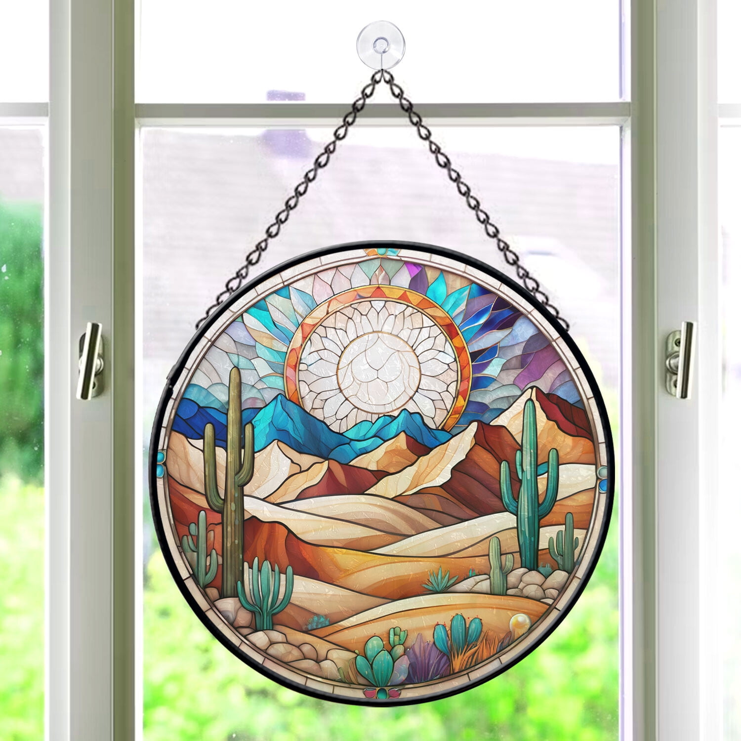 Pawberry Desert Window Hanging Stained Glass, Desert Suncatchers for ...