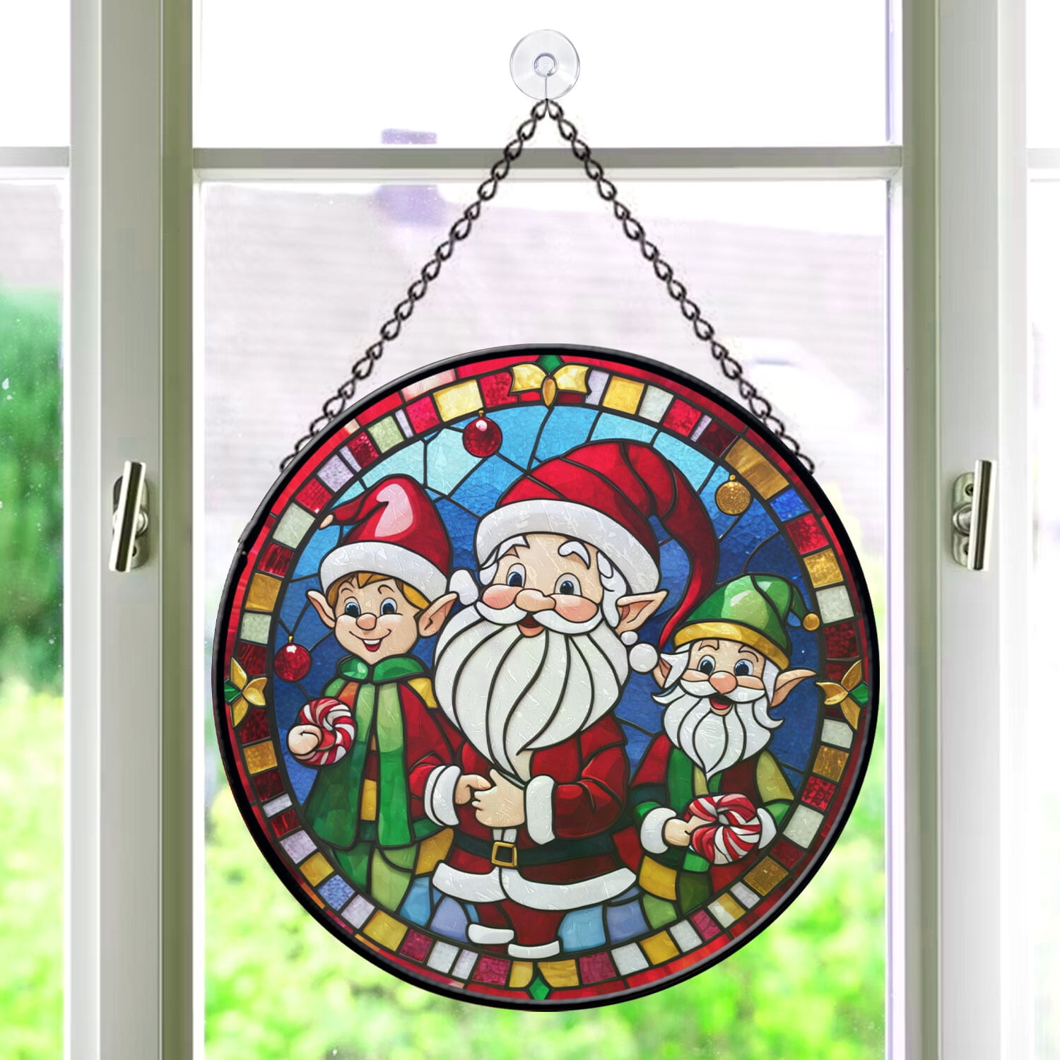 Pawberry Elves Window Hanging Stained Glass, Elves Suncatchers for ...