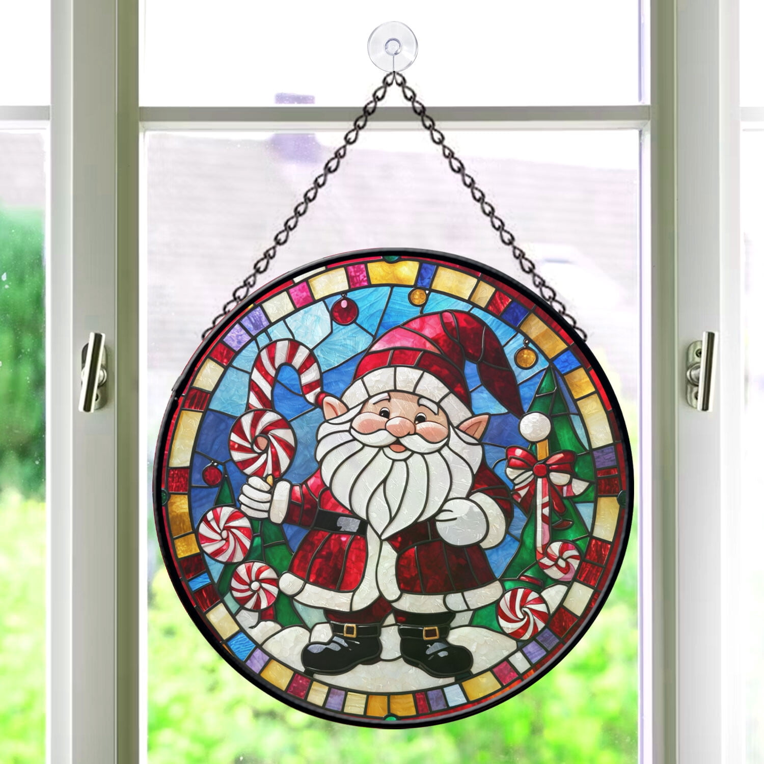 Pawberry Gnome Window Hanging Stained Glass, Gnome Suncatchers for ...