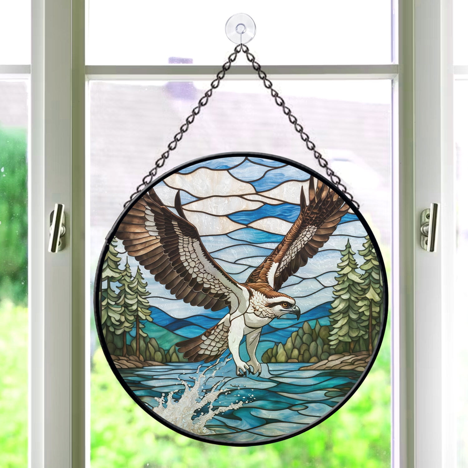 Pawberry Osprey Window Hanging Stained Glass, Osprey Suncatchers for ...