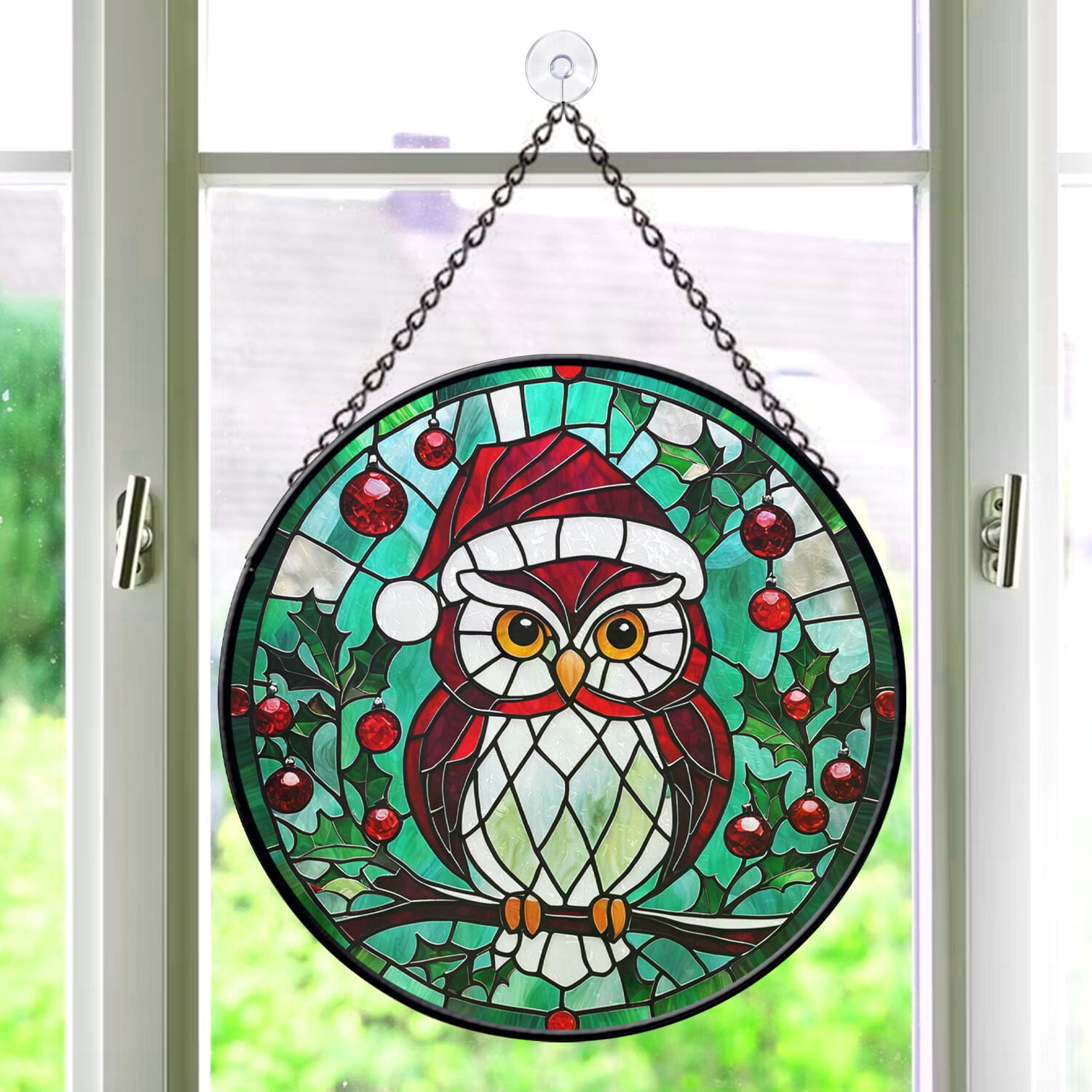 Pawberry Owls Window Hanging Stained Glass, Owls Suncatchers for ...