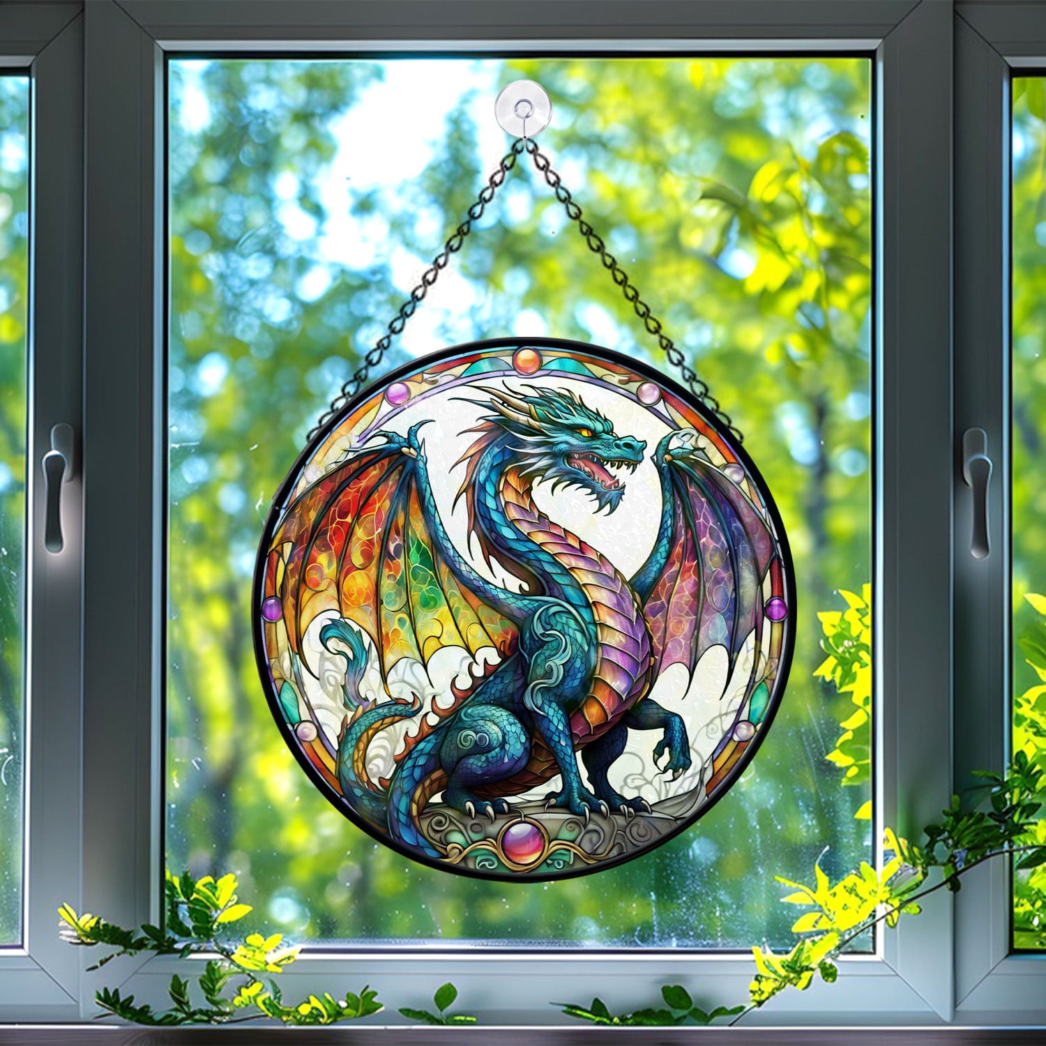 Pawberry Shadow Dragon Window Hanging Stained Glass, Shadow Dragon ...
