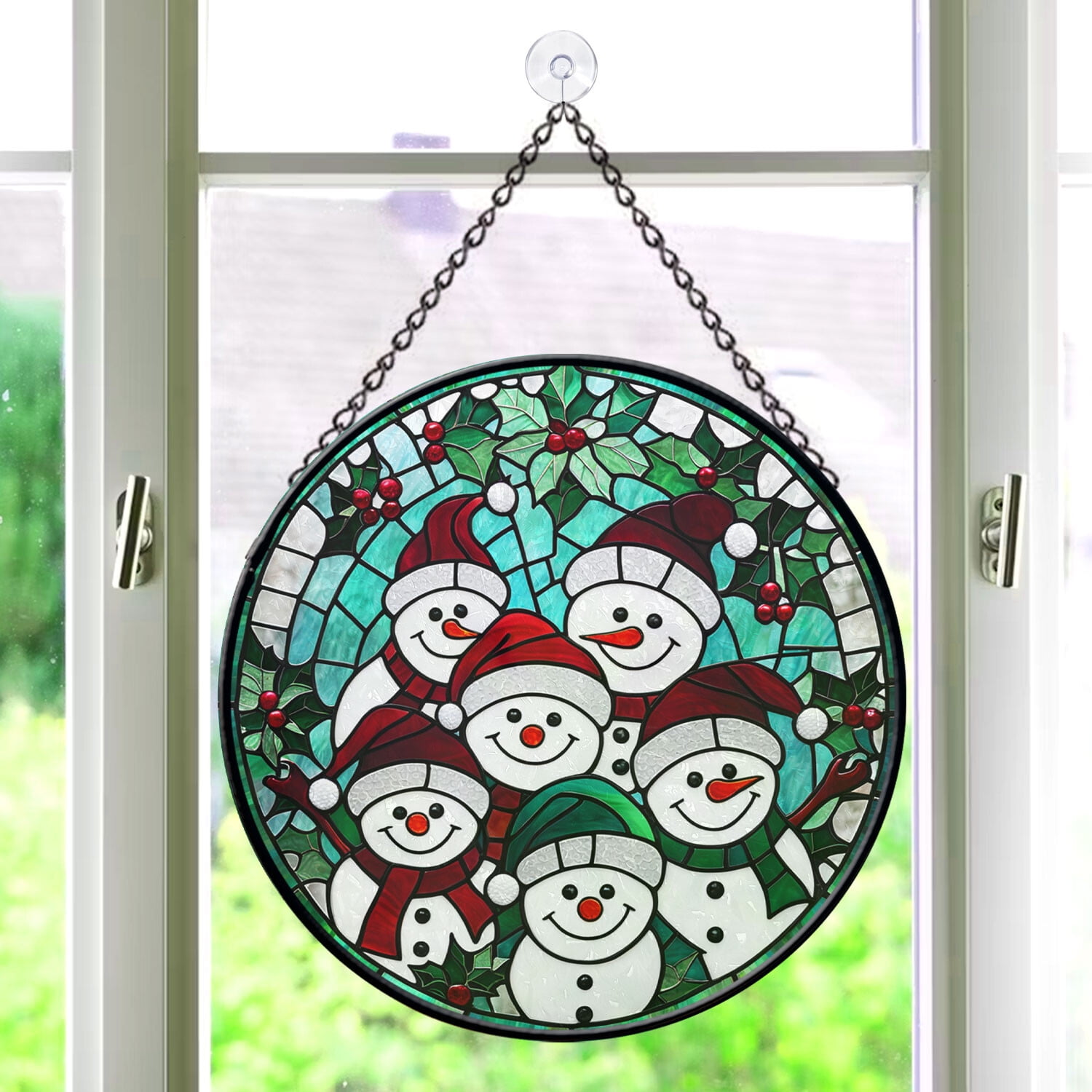 Pawberry Snowmen Families Window Hanging Stained Glass, Snowmen ...