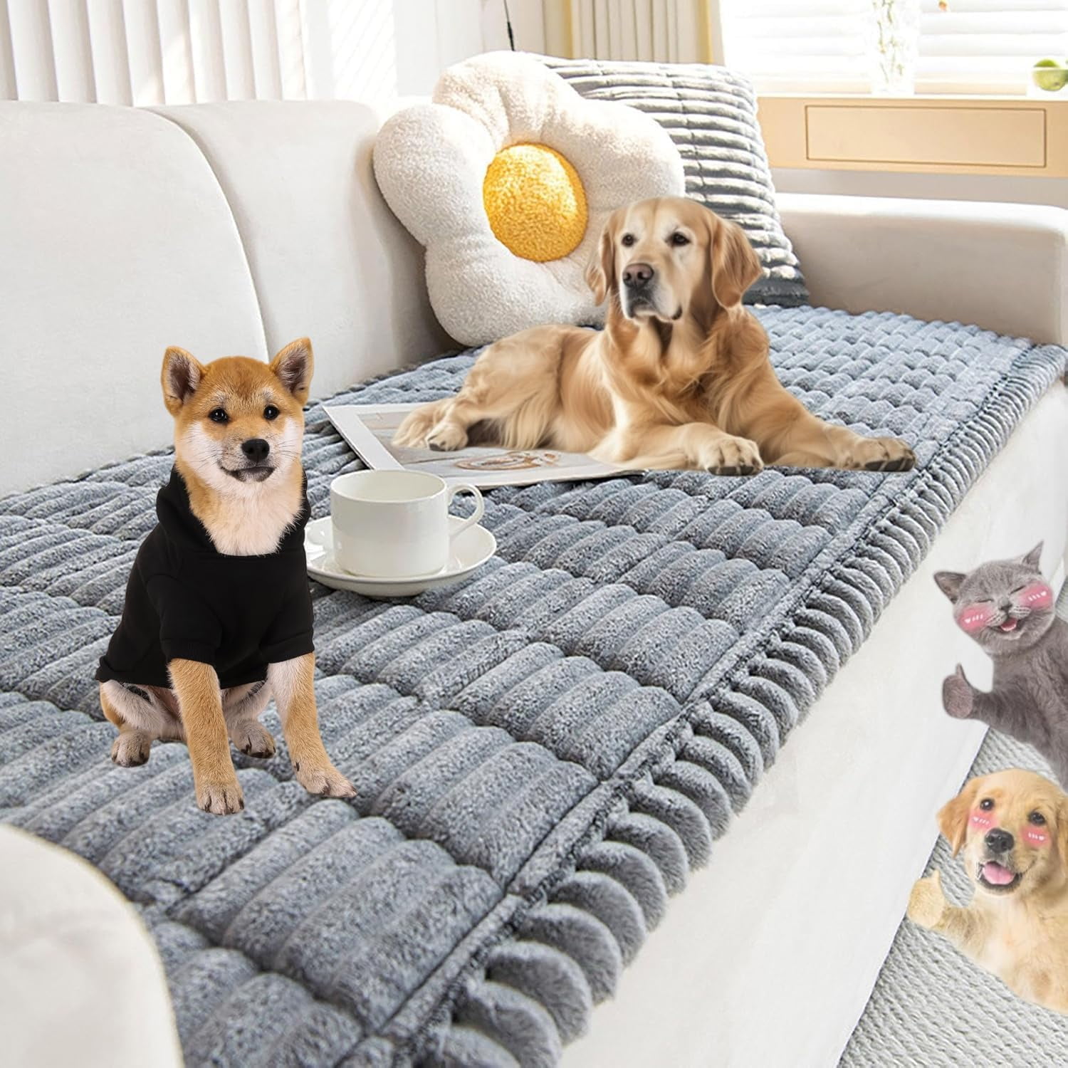 Pawcart Couch Cover, Paw Lounge Plush Pet Couch Cover, Non-Slip ...