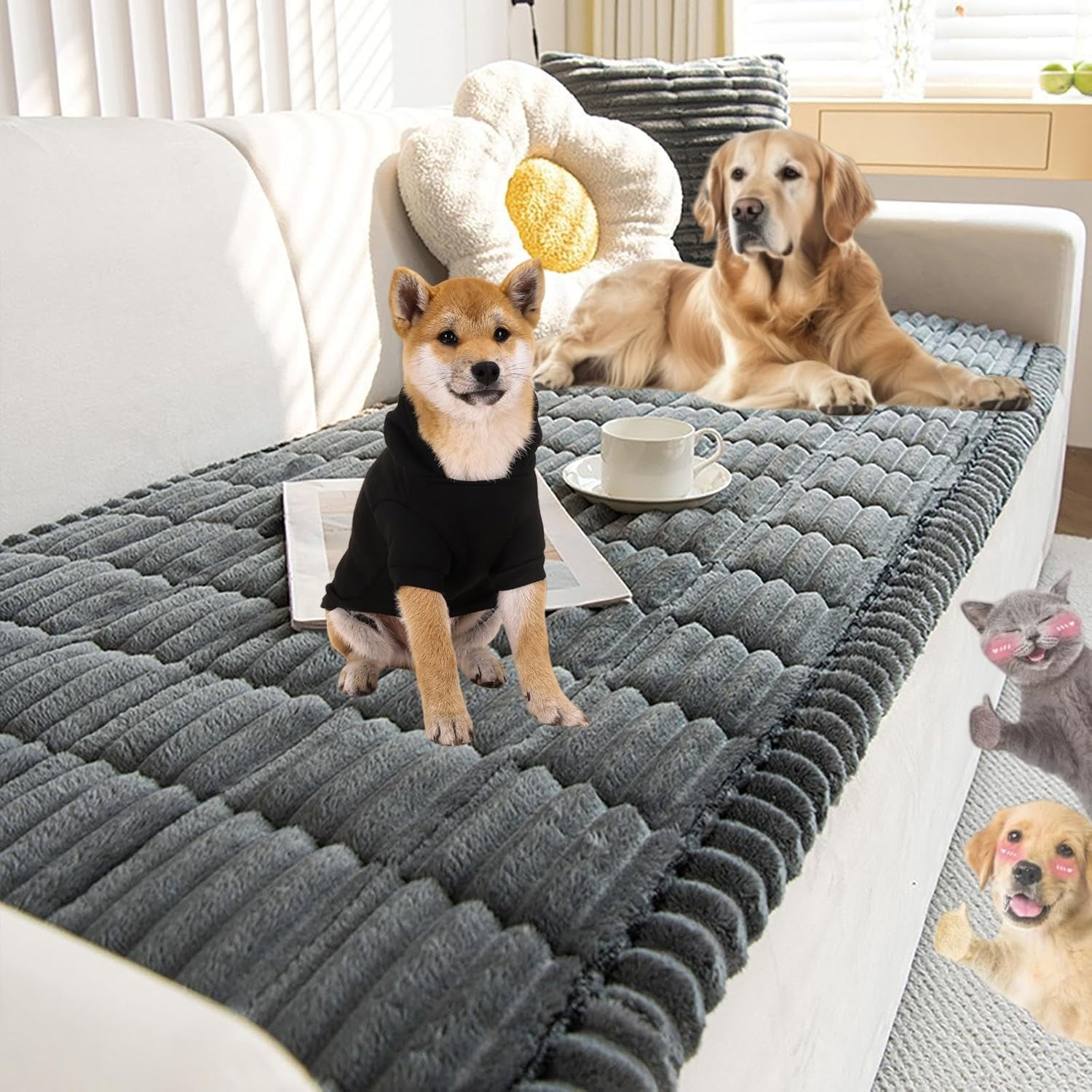 Pawcart Couch Cover, Paw Lounge Plush Pet Couch Cover, Non-Slip ...