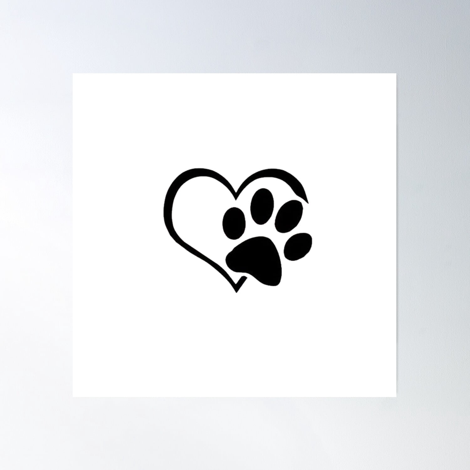 Pawfect Love: Heart And Paw Print Design Poster Wall Art, Modern Wall ...