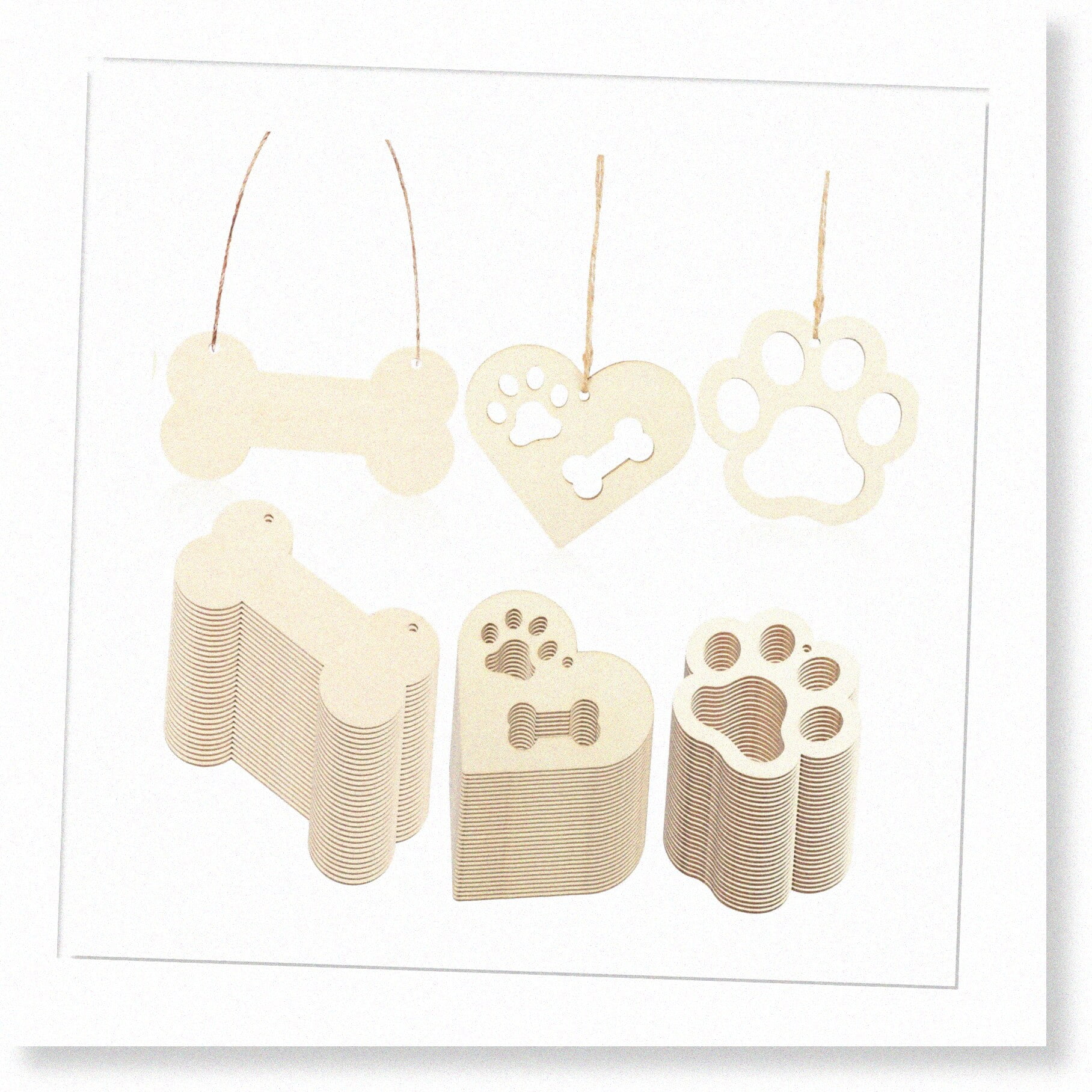 Pawfect Paws Woodcraft Set - 34pcs Blank Wooden Bone & Paw Print ...